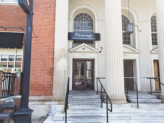 Those grand columns aren't just for show &ndash; they're guarding the temple of prime beef that awaits inside.