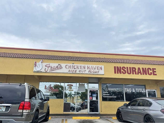 That yellow facade might look ordinary, but locals know it guards extraordinary chicken secrets.