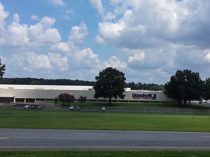 Blue skies and bargains as far as the eye can see. Goodwill's headquarters promises an afternoon of thrifting adventure.