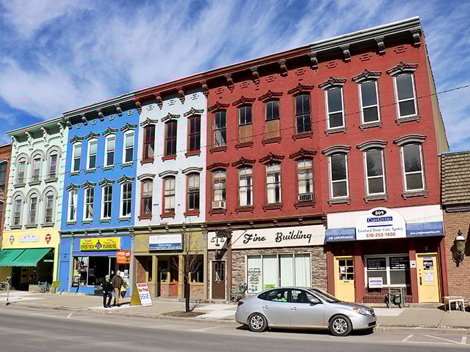 The Fine Building anchors Honesdale's rainbow row of storefronts, where small-town charm meets architectural eye candy.