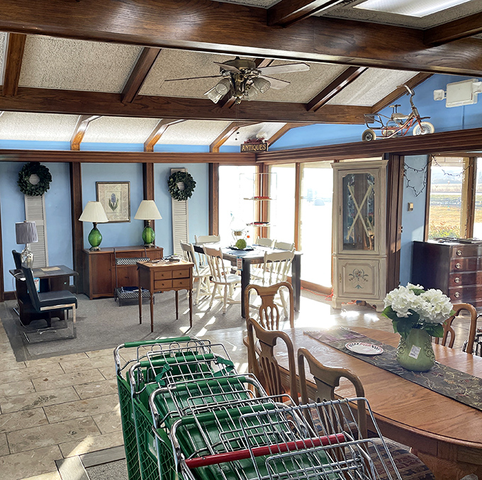 Inside, vintage furniture waits patiently like actors backstage, ready for their second-act debut.