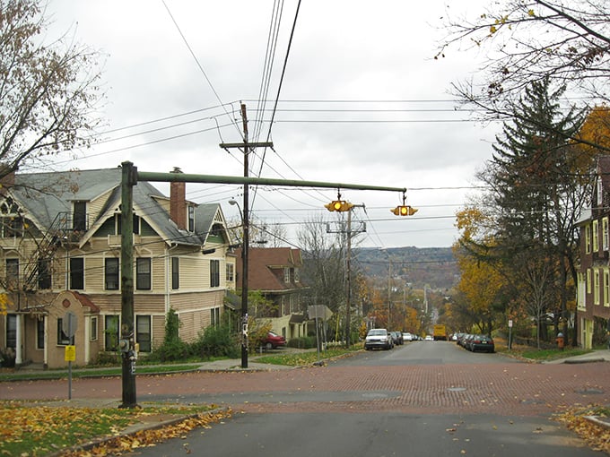 Tree-lined streets in Ithaca create the kind of neighborhood charm that makes retirement dreams reality.