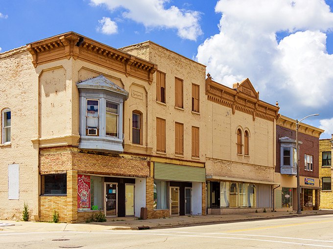 These weathered brick facades tell stories of resilience, much like the families who call this place home.