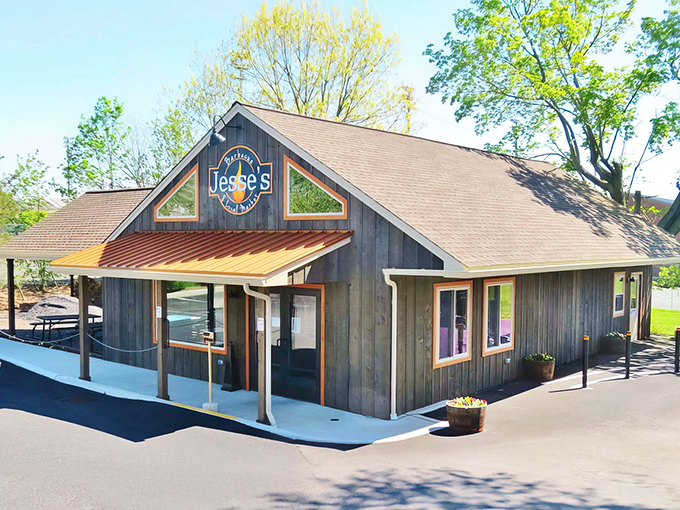 That welcoming blue exterior promises the kind of BBQ magic that turns strangers into regulars.