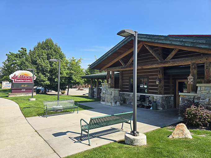 That rustic lodge feeling makes every morning meal feel like a weekend getaway in your own neighborhood.