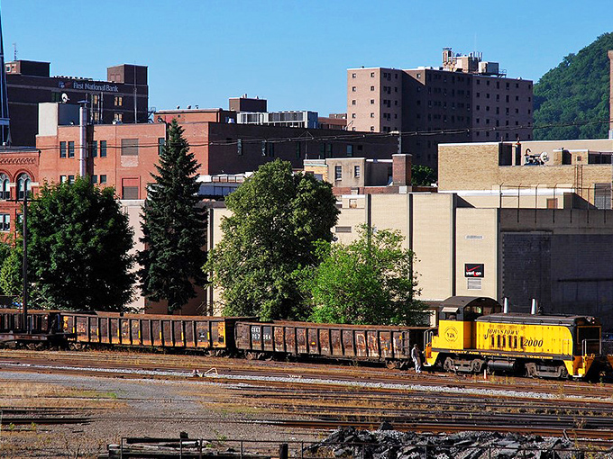 Railroad tracks weave through Johnstown like steel ribbons, connecting past industrial glory to present-day charm.