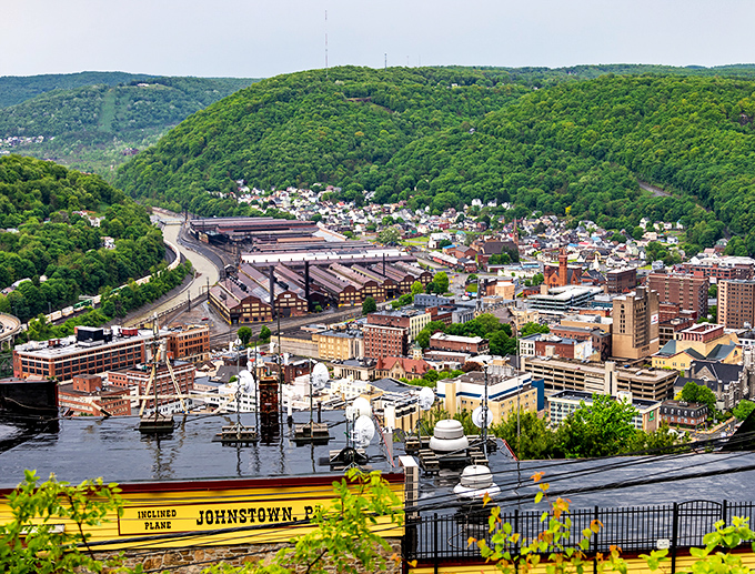 The Inclined Plane railway car waits patiently, like a mechanical sherpa ready to haul you uphill.