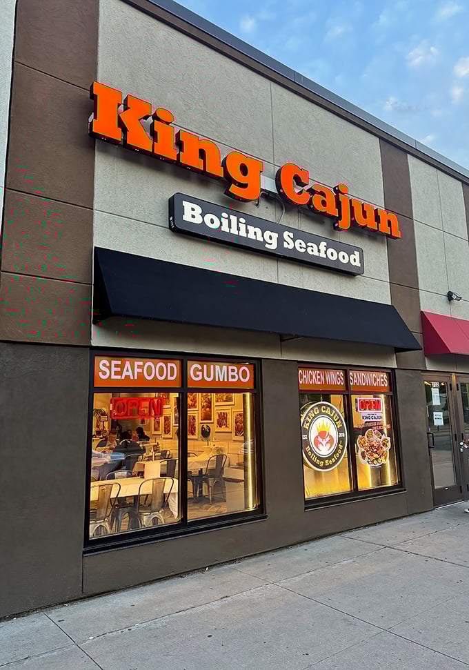 King Cajun's storefront promises seafood gumbo and boiling adventures that'll transport your taste buds south.
