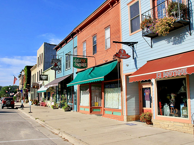 Colorful facades create a rainbow of small-town charm that makes your heart skip like childhood summers.