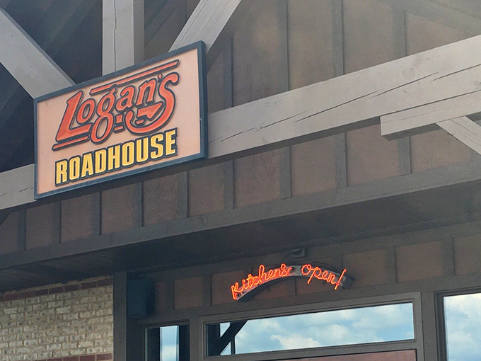 That iconic Logan's sign means you're minutes away from buttery rolls and perfectly grilled ribeyes in a cozy roadhouse setting.