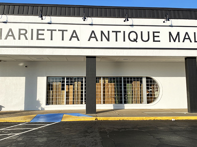 Clean lines and bright windows hint at the organized chaos of collectibles waiting inside this Marietta treasure trove.