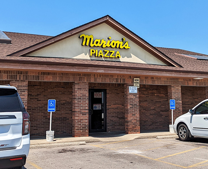 Marion's brick facade hides a pizza paradise within. Like finding the golden ticket, but instead of chocolate, it's perfect tavern-cut squares.