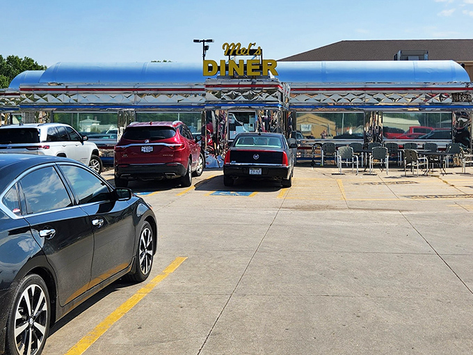Classic diner car architecture meets modern appetites in this shining example of American dining tradition.