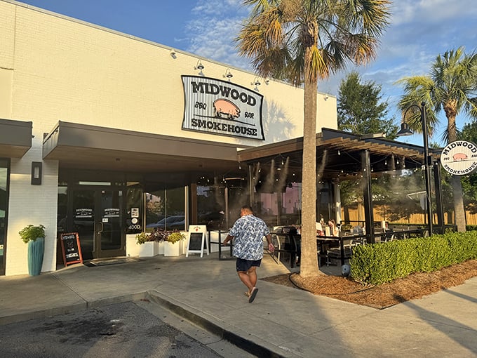 That moment when you spot Midwood's sign and your stomach starts the "we're almost there" happy dance.