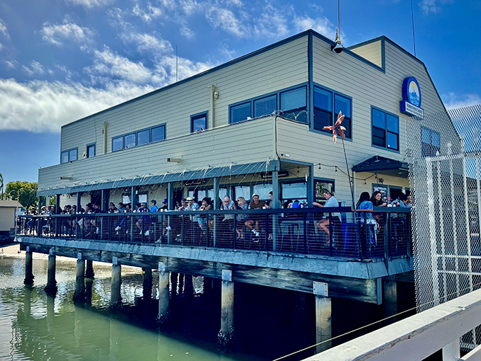 The outdoor deck at Mitch's is seafood paradise &ndash; so close to the water you could practically high-five the fishermen bringing in tomorrow's catch.