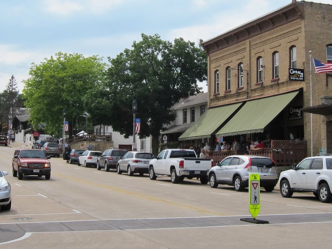 Downtown New Glarus proves that small-town charm and European elegance can coexist beautifully on one charming street.