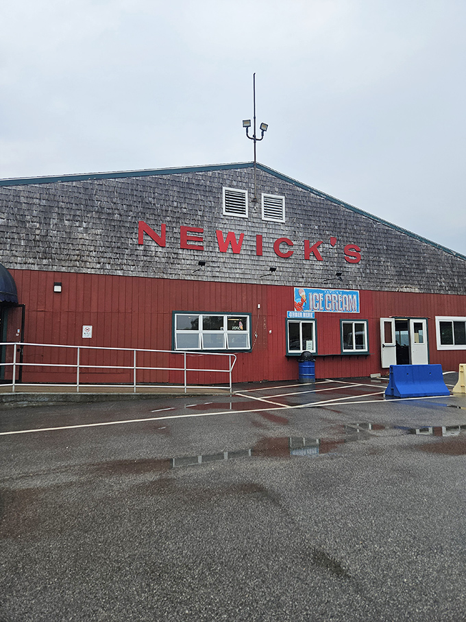 The iconic Newick's sign stands tall against the sky, promising seafood treasures that locals have treasured for generations.