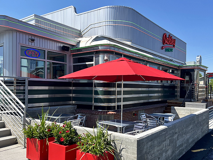 When outdoor dining meets classic diner charm, you know the pancakes inside are worth the journey.