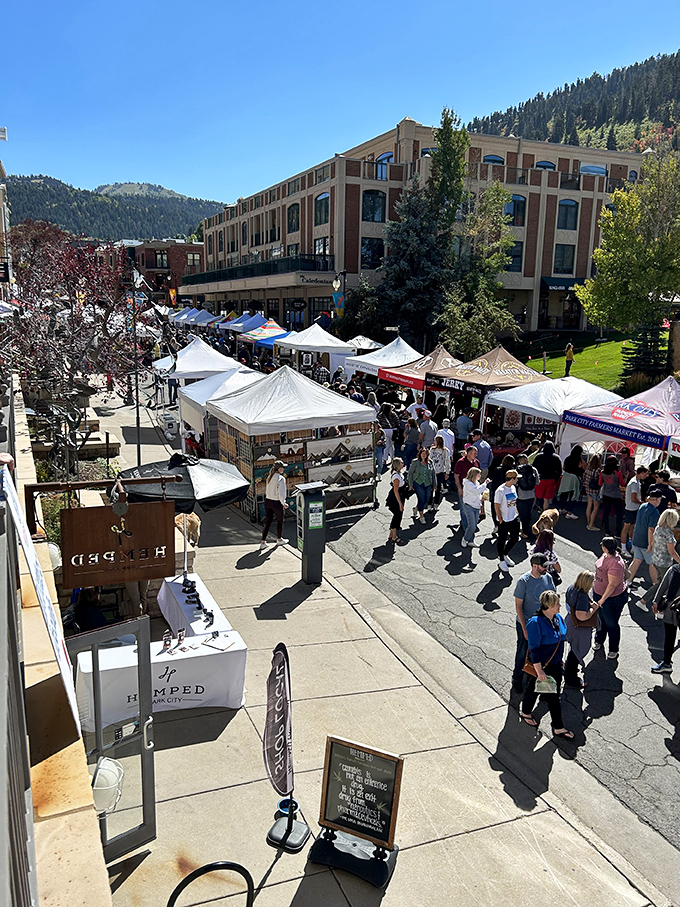 White tents line the historic street, creating an outdoor shopping mall that puts regular malls to shame.