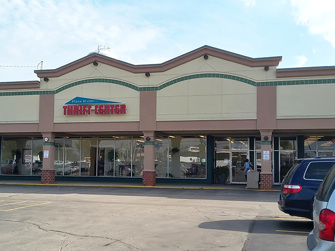 That distinctive green trim and welcoming entrance whisper "come discover something wonderful" to every passing bargain hunter.