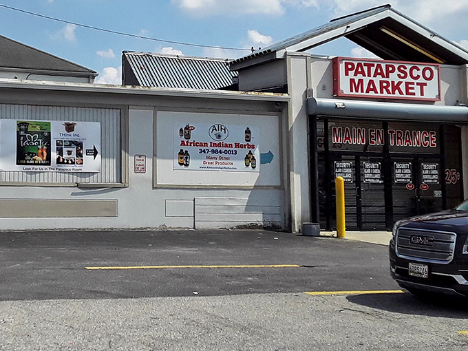 The classic Patapsco Market entrance welcomes bargain hunters ready to discover their next favorite find inside.