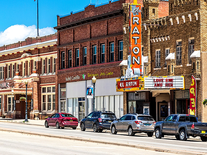 The Raton Theatre's vintage marquee beckons like an old friend, promising entertainment that never goes out of style.
