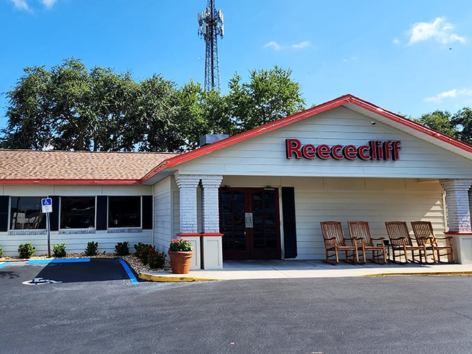 A Florida institution hiding in plain sight. The rocking chairs promise what's inside: comfort that takes its sweet time.