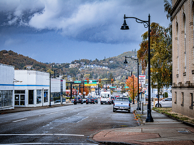 Downtown Roseburg's historic buildings stand proudly against mountain backdrops, offering affordable charm with a side of natural beauty.