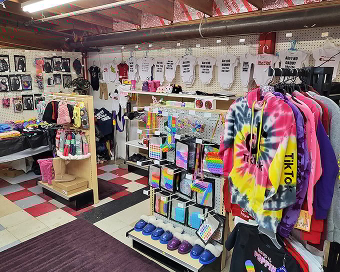 Rainbow-bright merchandise creates a shopping wonderland where every aisle promises new discoveries and deals.