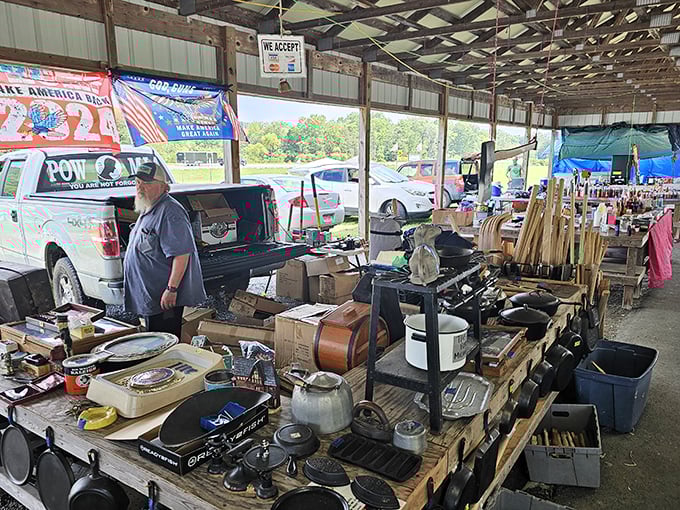 Treasure hunting in progress. This vendor's table at Route 19 is like your grandpa's garage sale, if grandpa collected everything cool.