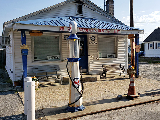 Classic Americana vibes with that vintage gas station aesthetic - where fuel meets food in perfect harmony.
