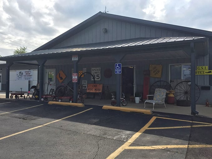 Those vintage wagon wheels aren't just decoration - they're a promise of authentic finds waiting inside.