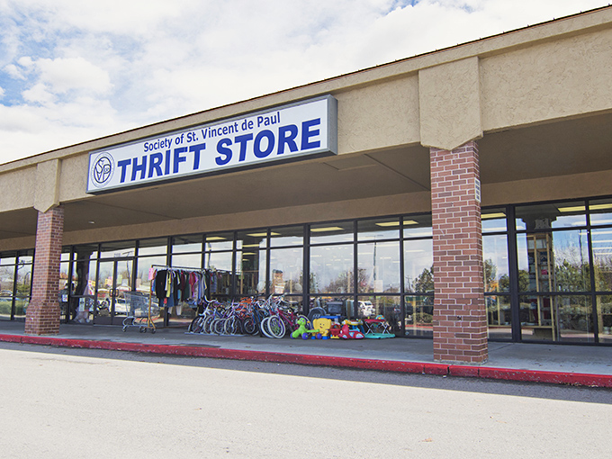 Bicycles, toys, and endless possibilities line the entrance. This St. Vincent de Paul store is where budget-friendly dreams come true.
