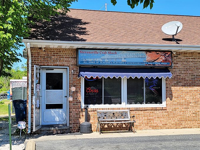 That simple bench outside Stevensville Crab Shack? It's where you'll sit to recover from seafood bliss.