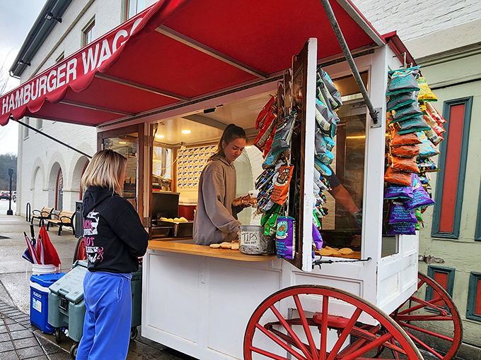 Don't judge a book by its cover; this humble cart creates hamburger heaven one patty at a time.