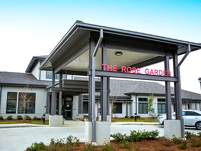 "The Rose Garden" entrance promises exactly what it delivers&mdash;a blossoming retirement experience where every day feels fresh.