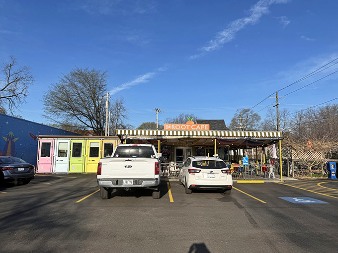 When a restaurant looks this cheerful from the outside, you know the pancakes inside are going to be spectacular.