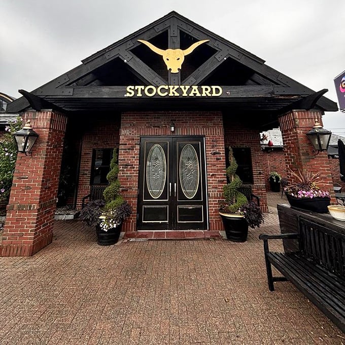 That golden bull isn't just showing off&mdash;it's promising the kind of steak that makes vegetarians question their life choices.