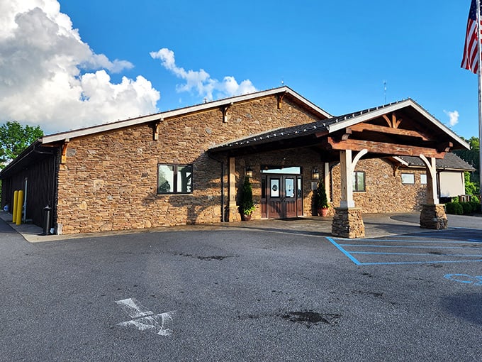 The Wonder Bar's stone exterior isn't just pretty&mdash;it's a promise of the meaty treasures waiting inside. Like a cozy mountain lodge for carnivores!