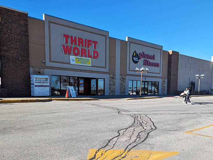 Two storefronts of thrifting bliss stretch across this shopping center like a secondhand shopper's promised land.