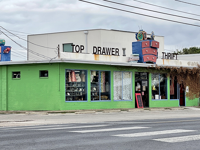 When a thrift store decorates its roof with giant furniture, you know they're serious about home goods.
