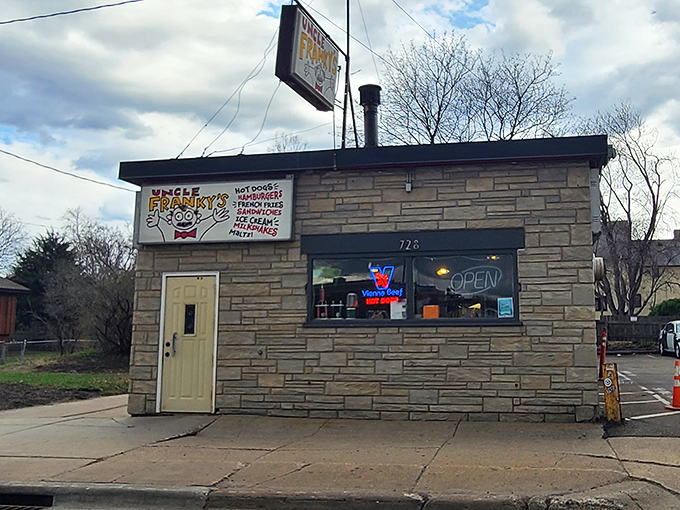 This unassuming stone building houses hot dog royalty. Uncle Franky's proves the best things come in small, unpretentious packages.
