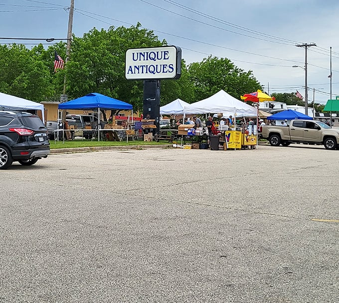 Look for the "Unique Antiques" sign and follow your curiosity. This outdoor marketplace is where Wisconsin's best vintage dealers gather their wares.