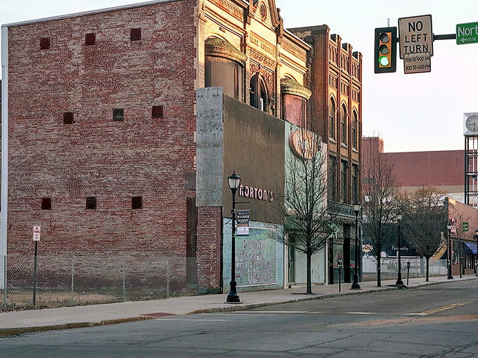 Old meets new in Wilkes-Barre's historic district. Brick facades tell stories of Pennsylvania's past while traffic lights point to the future.