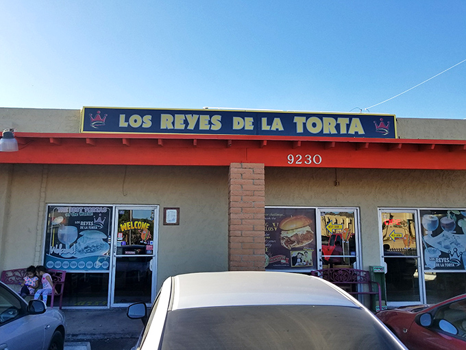 Blue signage and red trim announce your arrival at torta paradise. No neon needed when word-of-mouth does the heavy lifting.