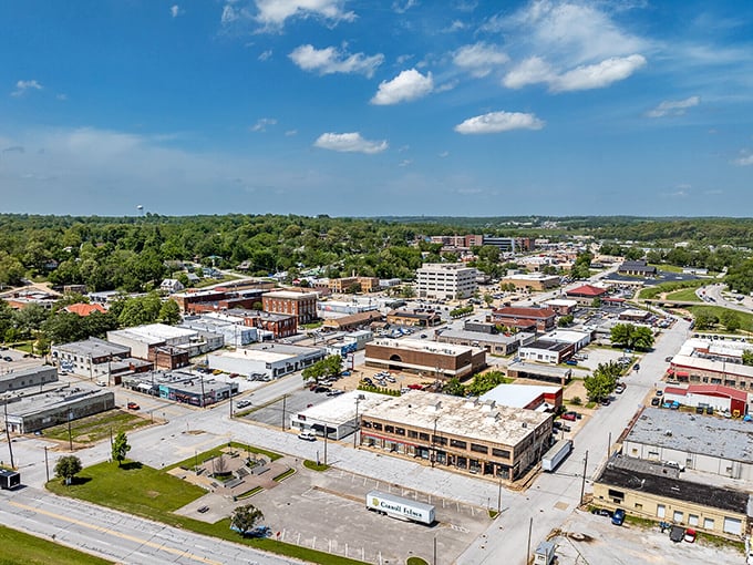 From above, Harrison reveals itself as a perfect patchwork of small-town America, where nature and civilization strike an enviable balance.