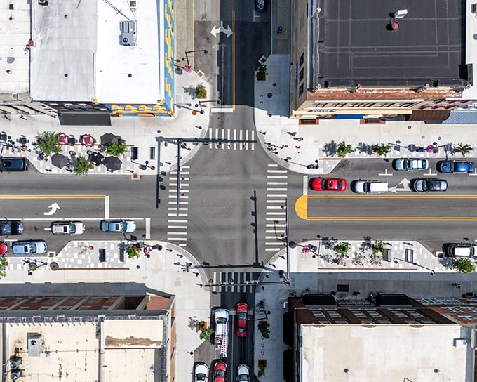 From above, Danville's thoughtfully designed streets reveal a town that values both function and beauty&mdash;urban planning that actually planned ahead!
