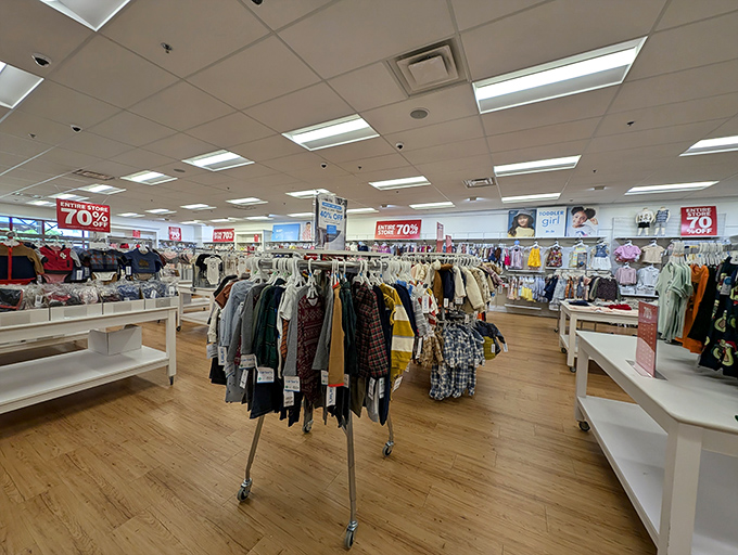 Racks upon racks of possibility! When the "up to 70% off" signs outnumber the customers, you know you've hit the bargain jackpot.