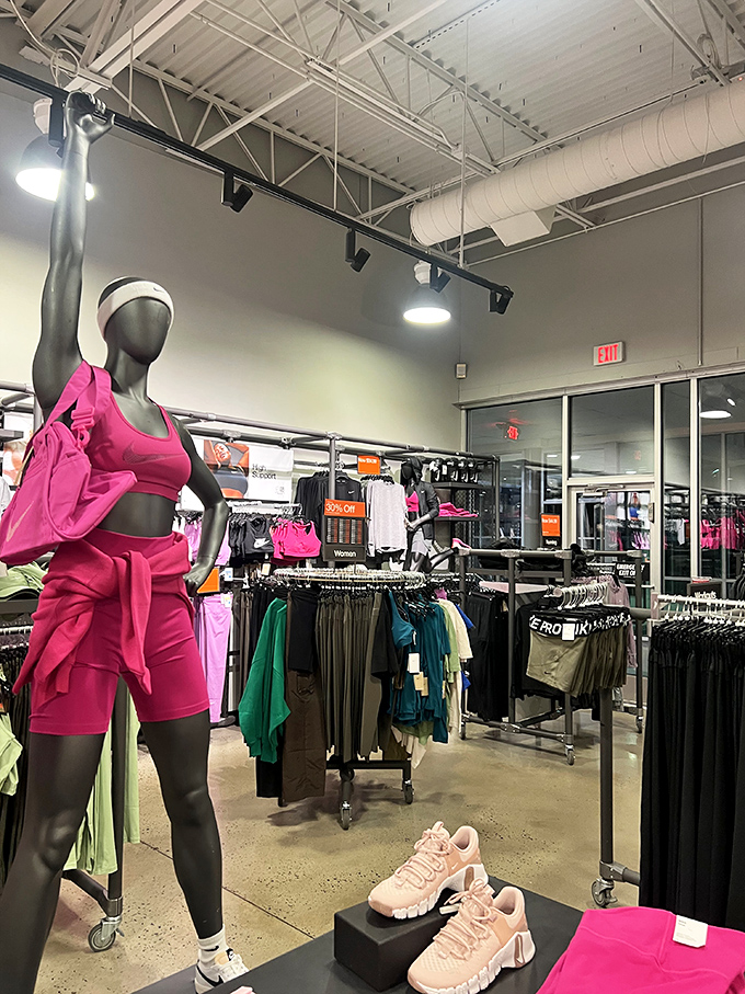 Fitness fashion heaven! This vibrant display of athletic wear proves shopping for workout clothes can be more fun than the actual workout.