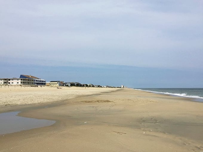 The wide, pristine shoreline of Dewey Beach offers a peaceful retreat where ocean meets civilization.
